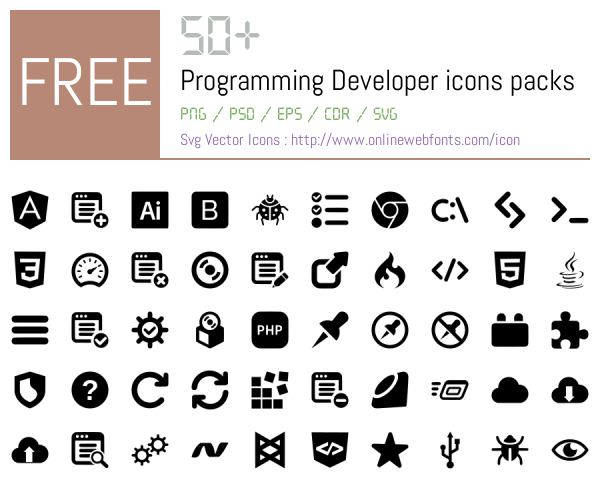 +50 Programming Developer Icons Packs Free Downloads - OnlineWebFonts.COM