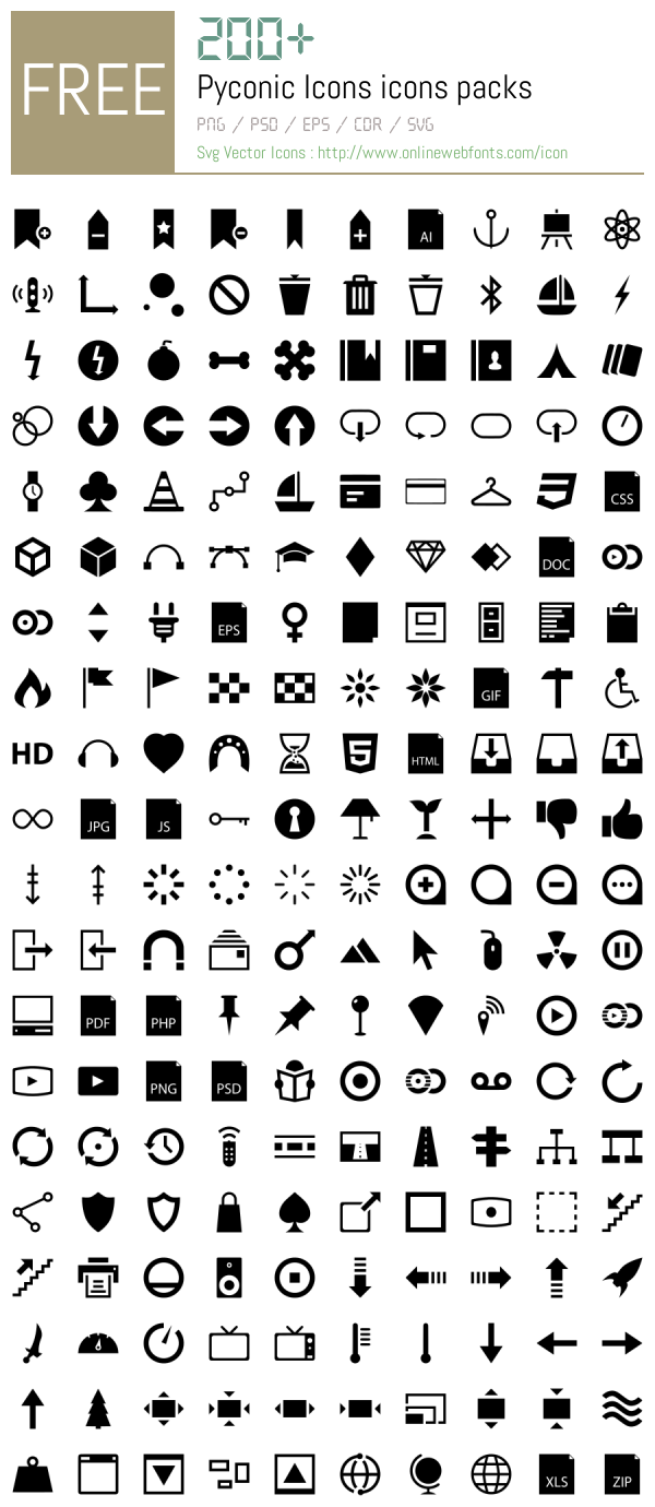 +200 Pyconic Icons Icons Packs Free Downloads - OnlineWebFonts.COM