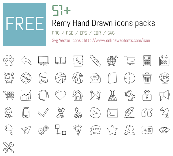 +51 Remy Hand Drawn Icons Packs Free Downloads - OnlineWebFonts.COM