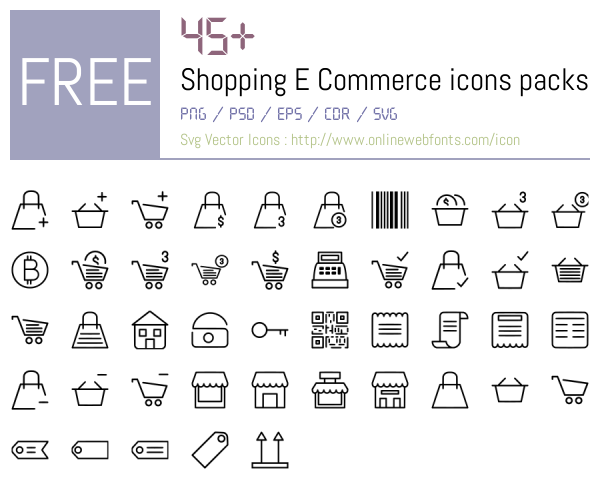 +45 Shopping E Commerce Icons Packs Free Downloads - OnlineWebFonts.COM