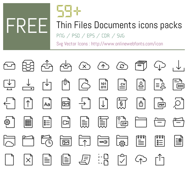 +59 Thin Files Documents Icons Packs Free Downloads - OnlineWebFonts.COM