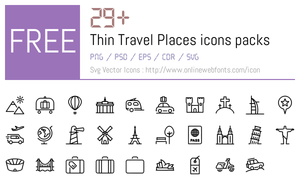 +29 Thin Travel Places Icons Packs Free Downloads - OnlineWebFonts.COM