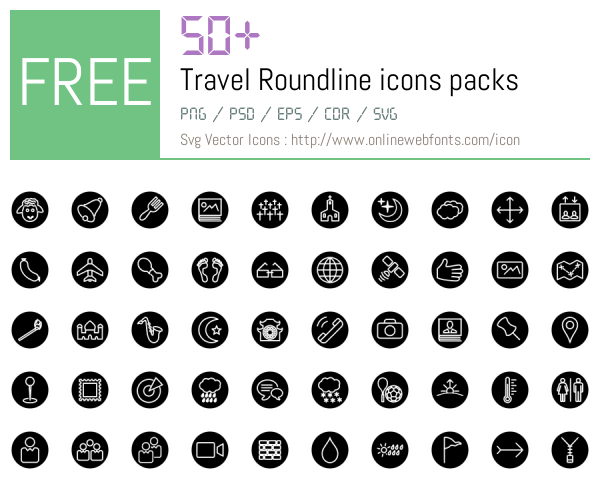 +50 Travel Roundline Icons Packs Free Downloads - OnlineWebFonts.COM