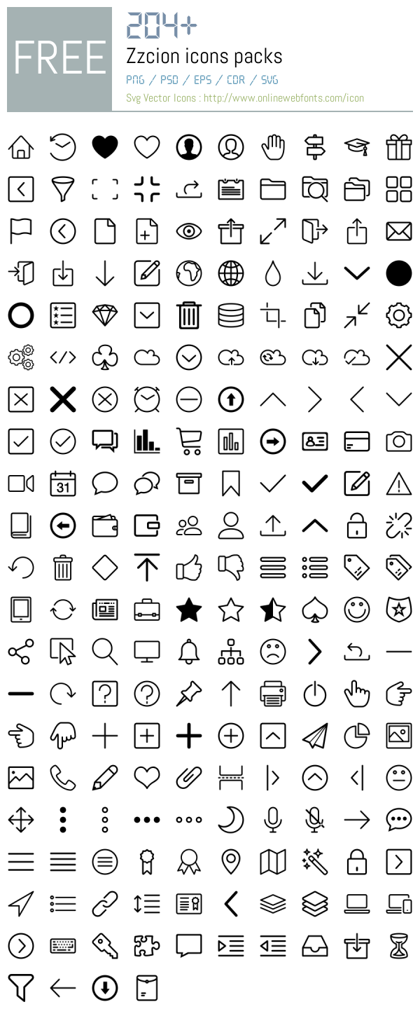 +204 Zzcion Icons Packs Free Downloads - OnlineWebFonts.COM
