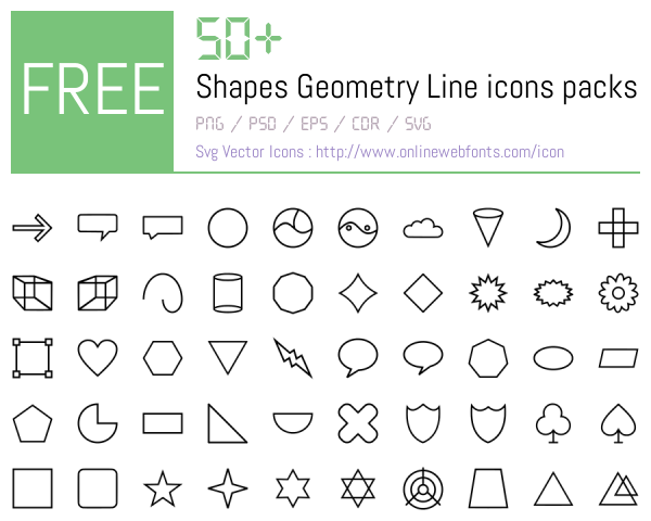 +50 Shapes Geometry Line Icons Packs Free Downloads - OnlineWebFonts.COM