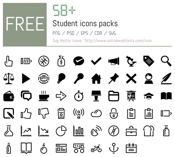 +58 Student Icons Packs Free Downloads - OnlineWebFonts.COM