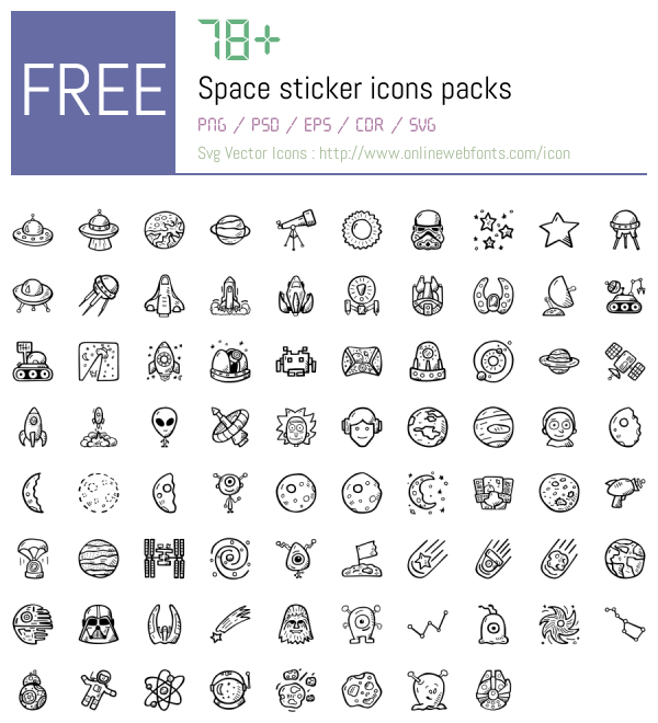 +78 Space sticker Icons Packs Free Downloads - OnlineWebFonts.COM