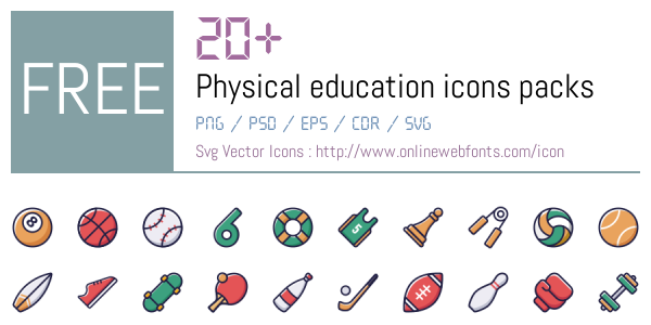 +20 Physical education Icons Packs Free Downloads - OnlineWebFonts.COM