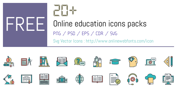 +20 Online education Icons Packs Free Downloads - OnlineWebFonts.COM