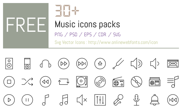 +30 Music Icons Packs Free Downloads - OnlineWebFonts.COM