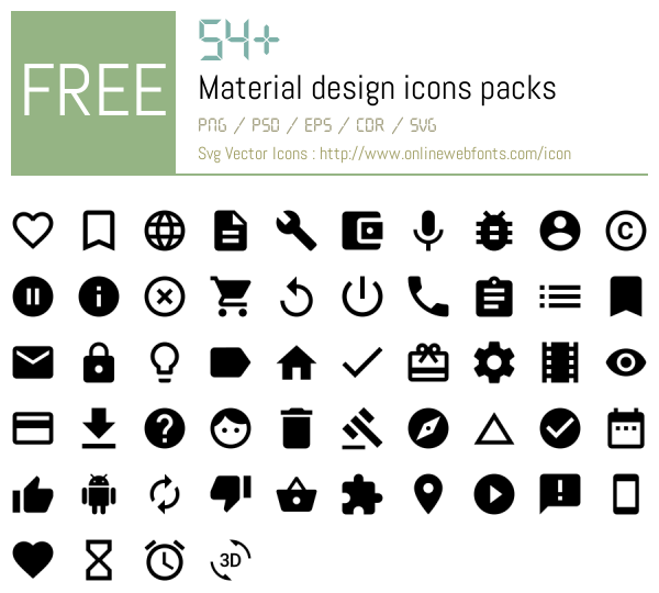+54 Material design Icons Packs Free Downloads - OnlineWebFonts.COM