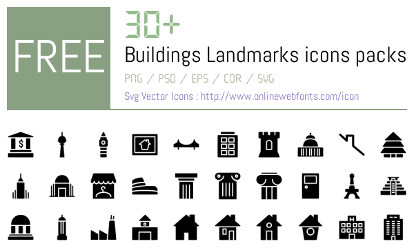 +30 Buildings Landmarks Icons Packs Free Downloads - OnlineWebFonts.COM