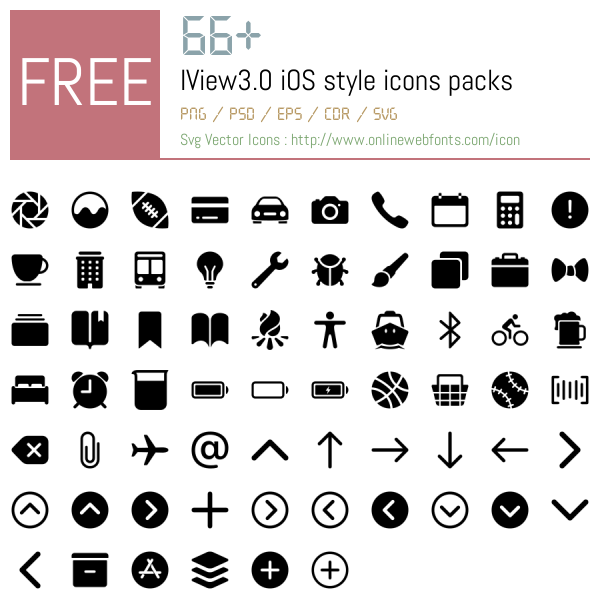 +66 IView3.0 iOS style Icons Packs Free Downloads - OnlineWebFonts.COM