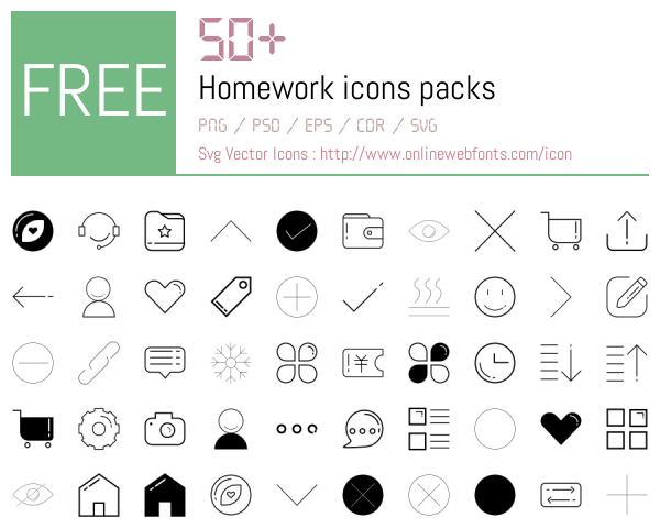+50 Homework Icons Packs Free Downloads - OnlineWebFonts.COM
