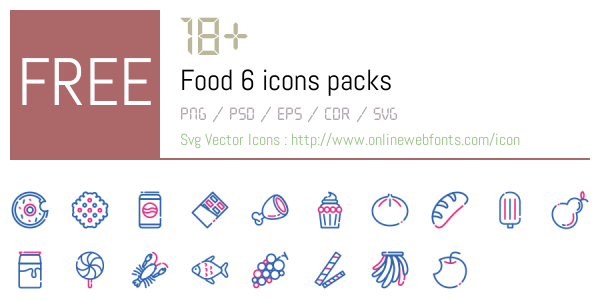 +18 Food 6 Icons Packs Free Downloads - OnlineWebFonts.COM
