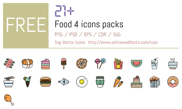 +21 Food 4 Icons Packs Free Downloads - OnlineWebFonts.COM