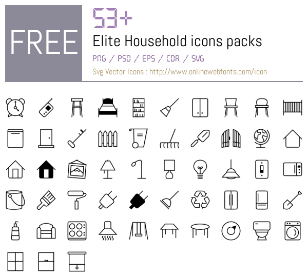 +53 Elite Household Icons Packs Free Downloads - OnlineWebFonts.COM