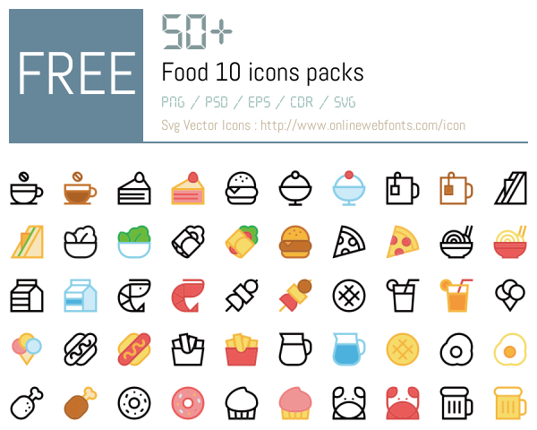 +50 Food 10 Icons Packs Free Downloads - OnlineWebFonts.COM
