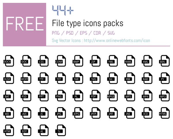 +44 File type Icons Packs Free Downloads - OnlineWebFonts.COM
