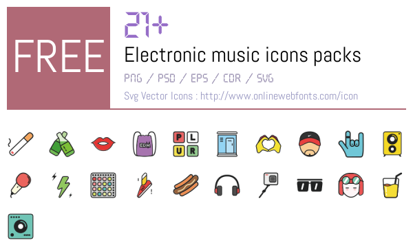 +21 Electronic music Icons Packs Free Downloads - OnlineWebFonts.COM