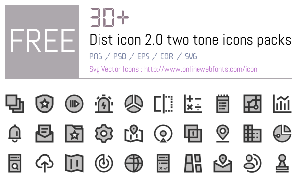 +30 Dist icon 2.0 two tone Icons Packs Free Downloads - OnlineWebFonts.COM