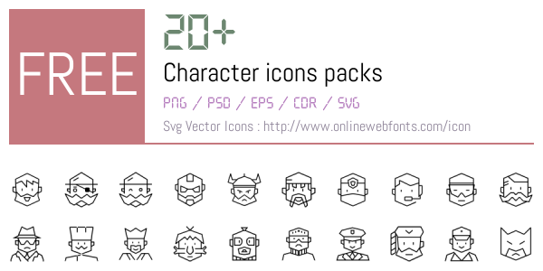 +20 Character Icons Packs Free Downloads - OnlineWebFonts.COM
