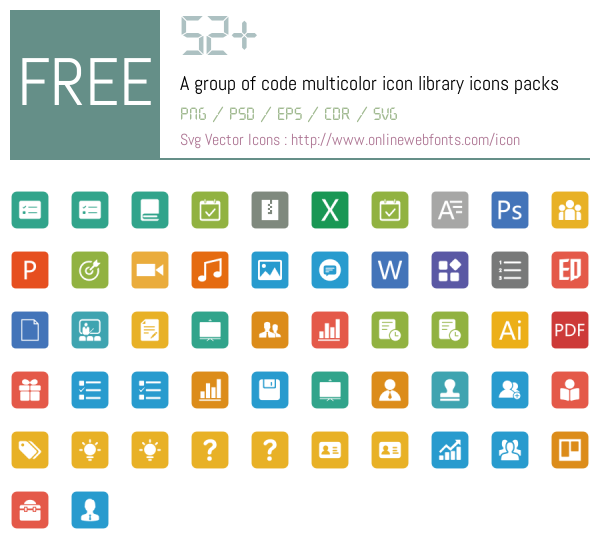+52 A group of code multicolor icon library Icons Packs Free Downloads ...