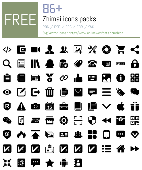 +86 Zhimai Icons Packs Free Downloads - OnlineWebFonts.COM