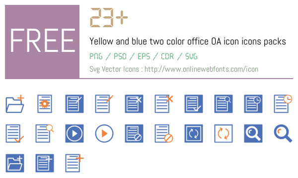 +23 Yellow and blue two color office OA icon Icons Packs Free Downloads ...