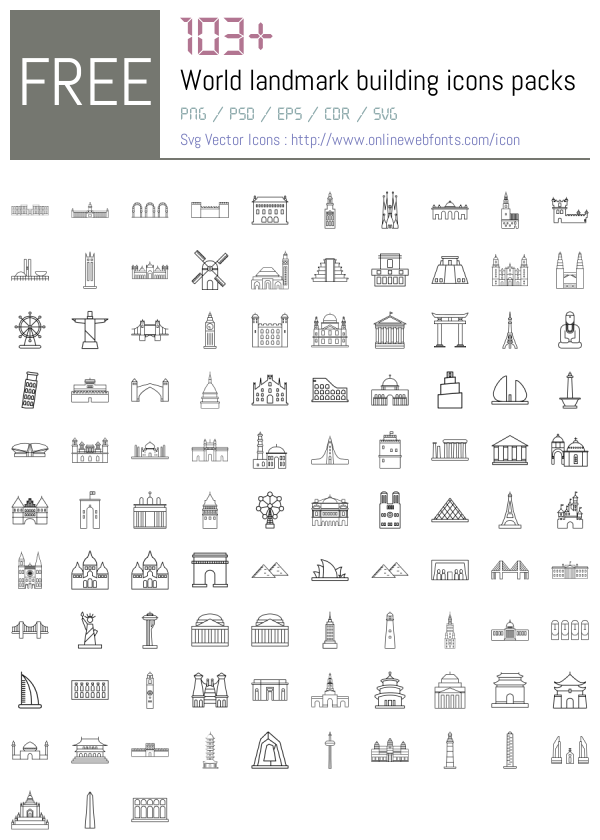 +103 World landmark building Icons Packs Free Downloads ...
