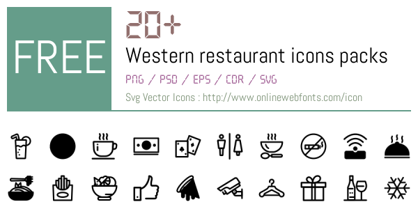 +20 Western restaurant Icons Packs Free Downloads - OnlineWebFonts.COM