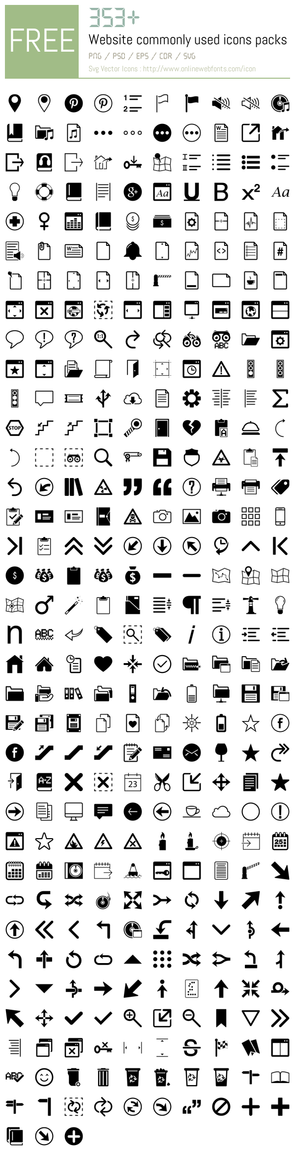 +353 Website commonly used Icons Packs Free Downloads - OnlineWebFonts.COM