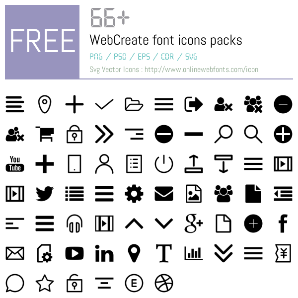 +66 WebCreate font Icons Packs Free Downloads - OnlineWebFonts.COM