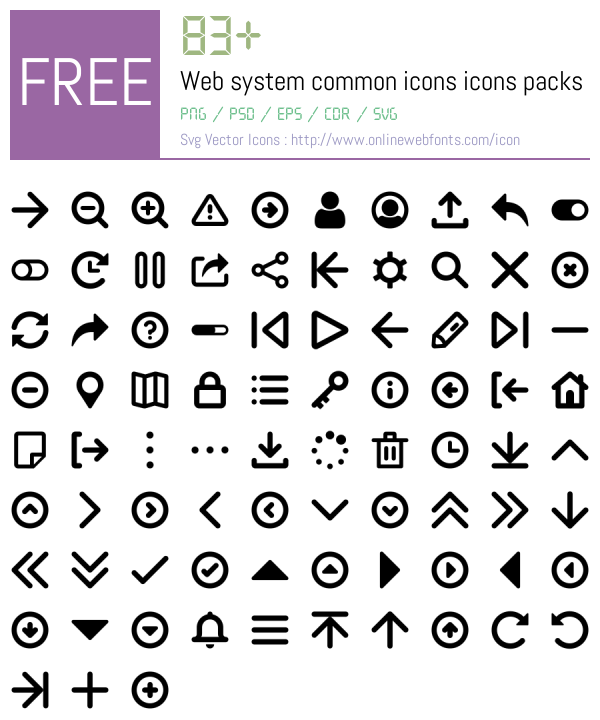 +83 Web system common icons Icons Packs Free Downloads - OnlineWebFonts.COM