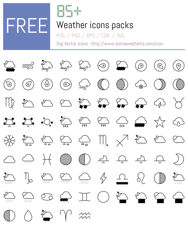 +85 Weather Icons Packs Free Downloads - OnlineWebFonts.COM