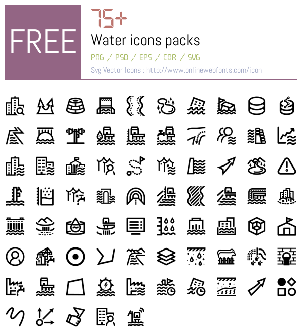+75 Water Icons Packs Free Downloads - OnlineWebFonts.COM