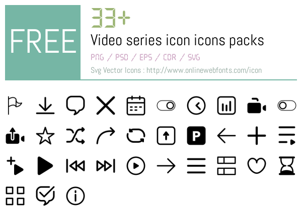+33 Video series icon Icons Packs Free Downloads - OnlineWebFonts.COM