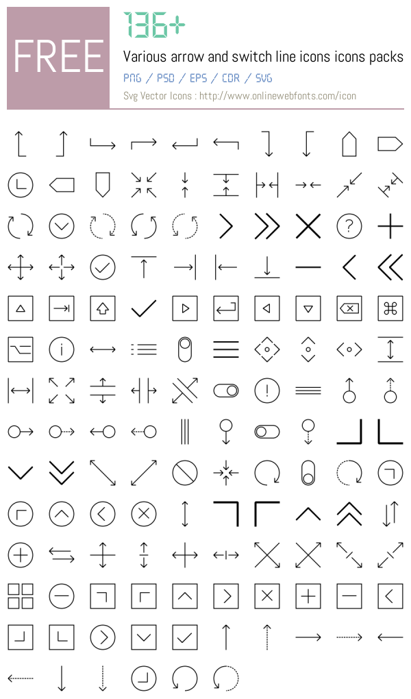 +136 Various arrow and switch line icons Icons Packs Free Downloads - OnlineWebFonts.COM