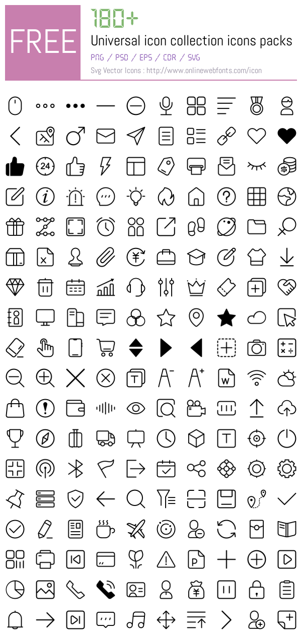 +180 Universal icon collection Icons Packs Free Downloads ...
