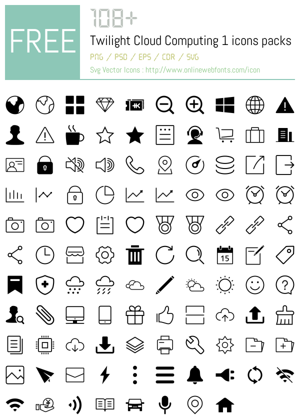 +108 Twilight Cloud Computing 1 Icons Packs Free Downloads ...
