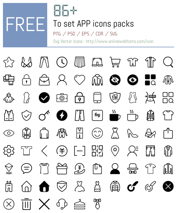+86 To set APP Icons Packs Free Downloads - OnlineWebFonts.COM