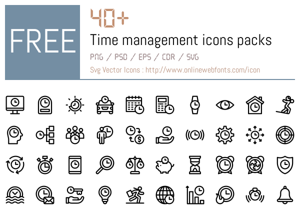+40 Time management Icons Packs Free Downloads - OnlineWebFonts.COM