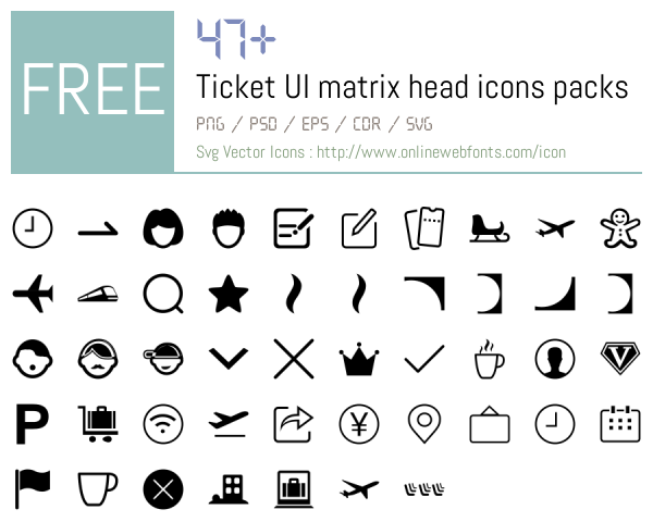 +47 Ticket UI matrix head Icons Packs Free Downloads - OnlineWebFonts.COM