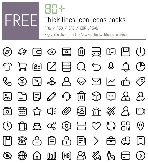 +80 Thick lines icon Icons Packs Free Downloads - OnlineWebFonts.COM