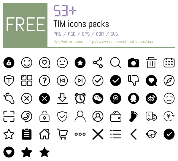 +53 TIM Icons Packs Free Downloads - OnlineWebFonts.COM