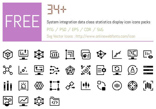 +34 System integration data class statistics display icon Icons Packs ...
