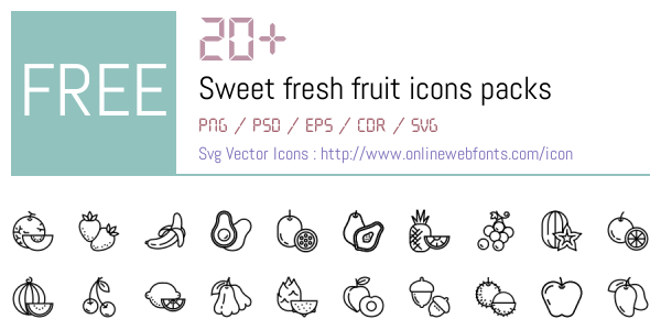 +20 Sweet fresh fruit Icons Packs Free Downloads - OnlineWebFonts.COM