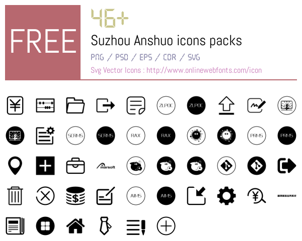 +46 Suzhou Anshuo Icons Packs Free Downloads - OnlineWebFonts.COM