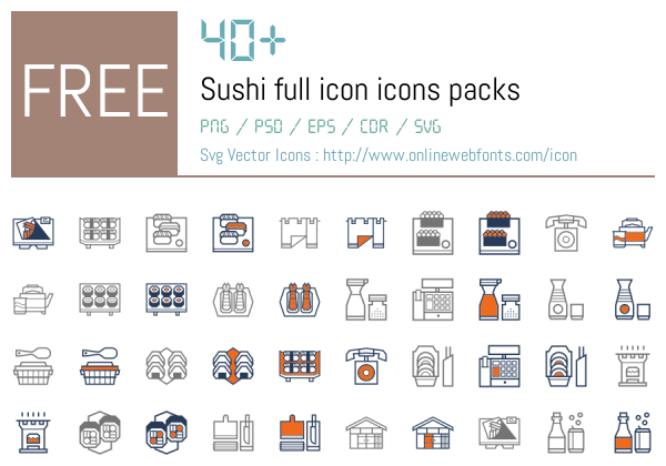 +40 Sushi full icon Icons Packs Free Downloads - OnlineWebFonts.COM