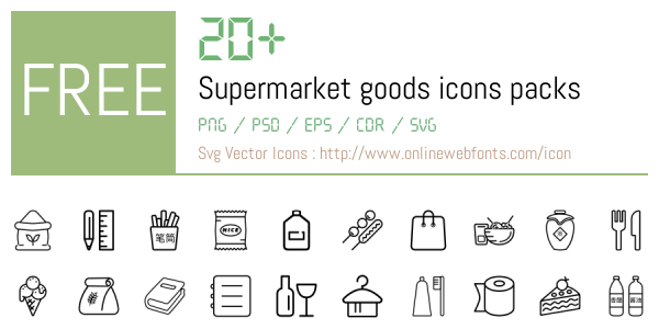 +20 Supermarket goods Icons Packs Free Downloads - OnlineWebFonts.COM